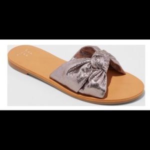 a.n.a | Shoes | Ana Dark Silver Flat Slidessandals Nwt | Poshmark